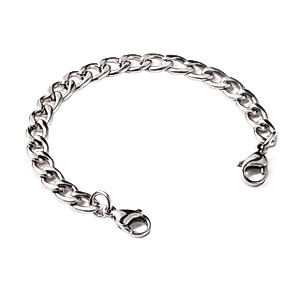 LinnaLove Stainless Steel Figaro Chain Interchangeable Bracelets-Match Medical id tag(CK01-7)