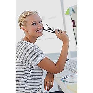 Boost Eyewear 6 Pack Reading Glasses, Traditional Black Frames, for Men and Women, with Comfort Spring Loaded Hinges, Black, 6 Pairs (+2.00)