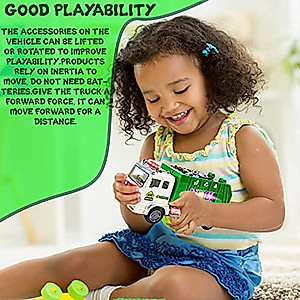 Toysery Bump n Go Garbage Truck Toy – Friction Powered Dump Truck with 4D Lights and Sounds, Waste Recycling Management Toys, Fun Gifts for Boys, Toddlers