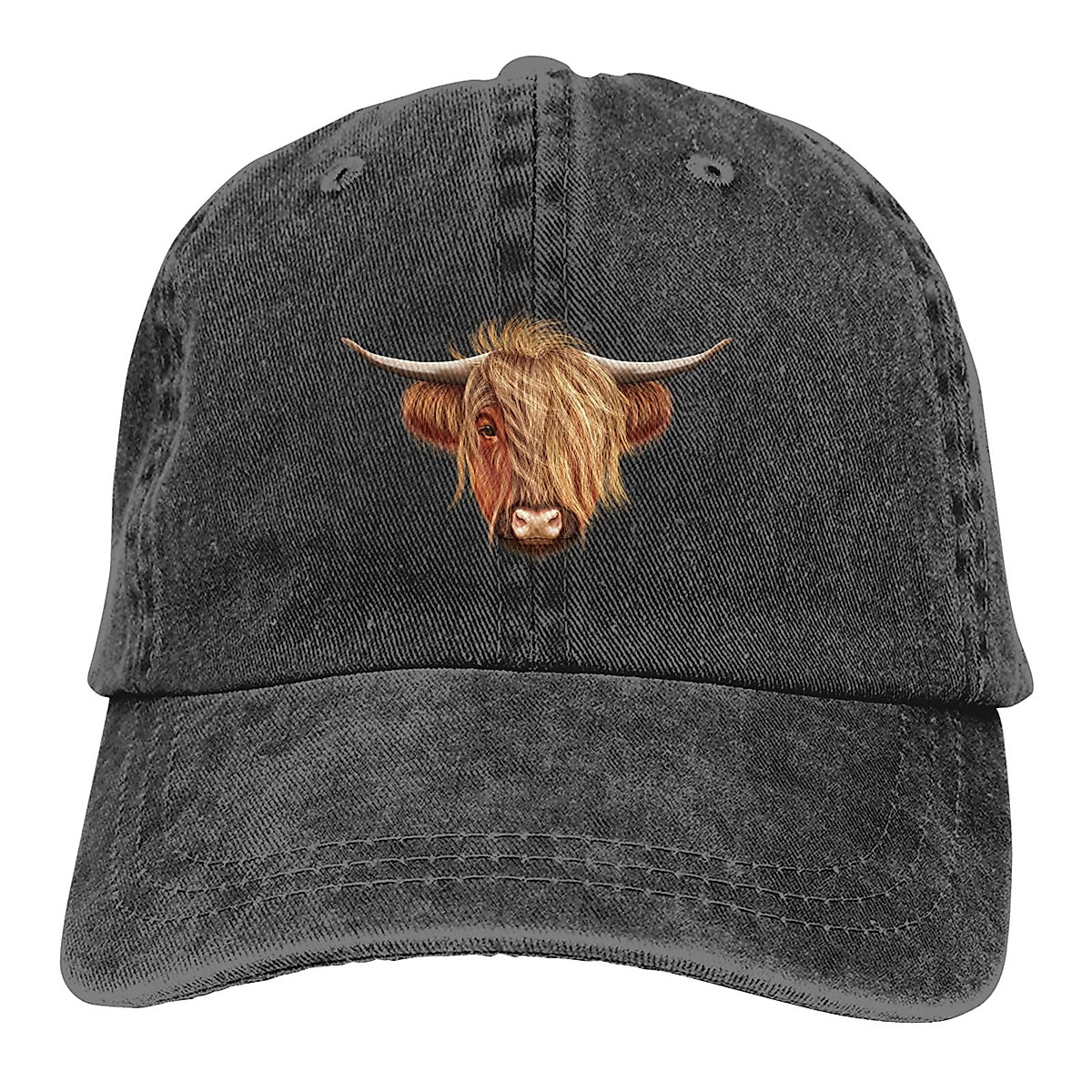 Scottish Hairy Highland Cow Hats for Men Women Vintage Baseball Cap Beach Dad Sun Hat Black