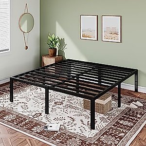 IMUsee Heavy Duty 18inch King Size Metal Platform Bed Frame with Large Under Bed Storage Space, Sturdy Metal Frame/Mattress Foundation/No Box Spring Needed/Easy Assembly/Noise-Free