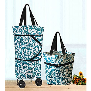 Foldable Shopping Bag with Wheels Collapsible Shopping Cart Shopping Trolley Bag on Wheels Collapsible Trolley Bags Reusable Grocery Bags Travel Bag (B0B1CZHY8G)
