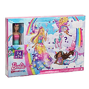 Barbie Dreamtopia Advent Calendar: Blonde Doll, 3 Fairytale Doll Fashions, 10 Accessories and 10 Storytelling Pieces Including 3 Pets, for 3 to 7 Years Old