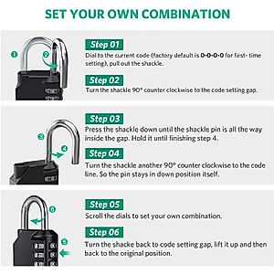 Combination Lock Resettable 4 Digit Padlock with Combination, AIHYTU Waterproof and Heavy Duty Combination Padlock Outdoor for School Gym Locker, Fence Gate, Toolbox, Employee Hasp Locker – 2 Pack