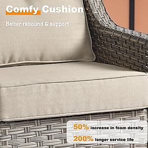 XIZZI Wicker Outdoor Furniture Patio Furniture Set - Patio Conversation Set,Outside Rattan Sofa Set for Garden,Poolside,Backyard,Deck (Beige, 8PCS,9 Seats+Coffee Table)