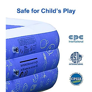 FC Design Backyard Swim Center for Kids, Adults, Babies, Toddlers, Blow up Large Rectangular Patio Garden Outdoor Inflatable Family Swimming Pools with Electric Air Pump Included, 117"D x 68"W x 22"H