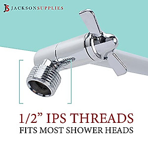 Shower Head Extension Arm by JS Jackson Supplies, Adjustable 10 Inch Showerhead Extender, Solid Brass Construction, Universal Tall Hi-lo Pipe Height Extending (Chrome Finish)