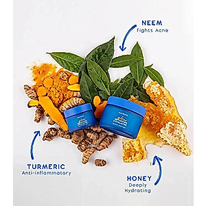 AAVRANI Glow Activating Exfoliator – Stain-Free Turmeric Face Mask with Raw Honey, JoJoba, and Neem – Exfoliating Clay Mask for Acne, Dark Spots, and Deep Pore Cleansing (1.0 Fl Oz)