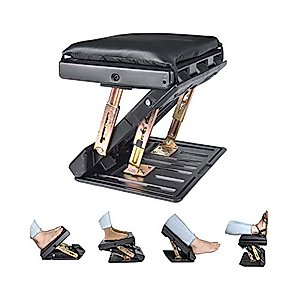 Leermart Adjustable Footrest with Removable Soft Foot Rest Pad Max-Load 120Lbs with Massaging Beads for Car,Under Desk, Home, Train,4-Level Height Adjustment Black