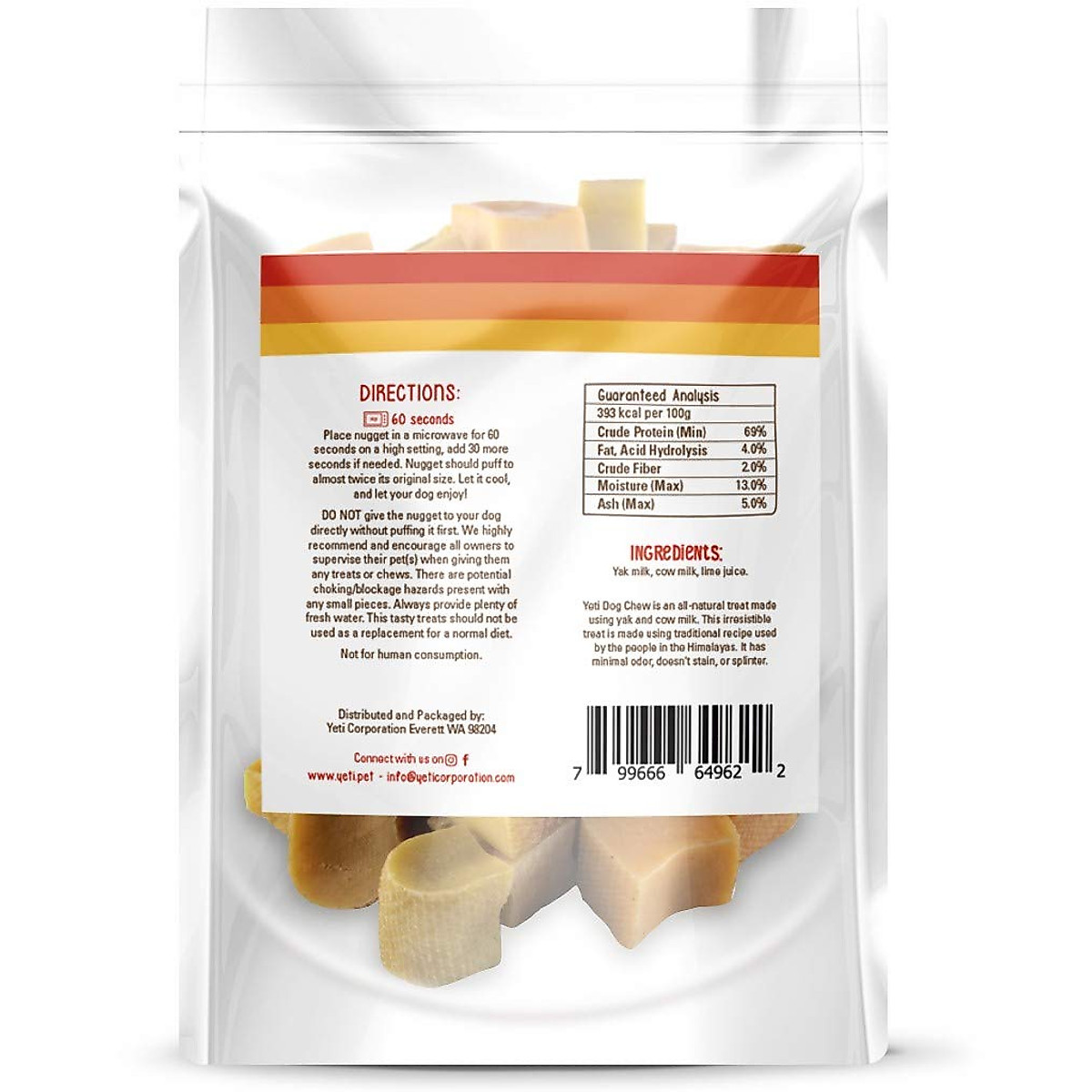 Yeti Refill Nuggets for Puff and Play Dog Toys - Natural Himalayan Yak Cheese Treats, Promotes Dental Health, Suitable for All Dogs, Ideal for Interactive Chew Toys and Dispensers, 30 Pieces, 14 Oz