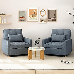 YODOLLA Sleeper Chair, 3 in 1 Chair Bed for Adults, Pull Out Sofa Chair with Pillow and Convertible Backrest, Multi-Functional Fold Out Futon Chair Reading Chair for Small Space (Dark Grey)