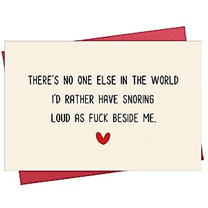 Funny Anniversary Card for Husband Boyfriend Wife Girlfriend, Birthday Card for Couple, Snoring Loud AF Birthday Card for Him