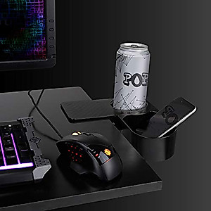 ENHANCE Clip On Desk Cup Holder - Desktop Organizer Clamp, Water Bottle Holder, Remote Holder - Home Office Desk Accessories - Drink & Food Storage with Metal Spring - Holds Phones, Office Supplies