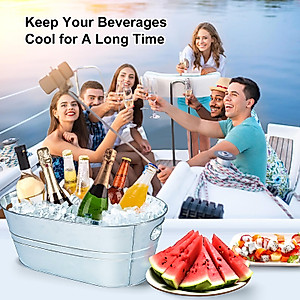 4 Pack Galvanized Metal Ice Buckets, 3 Gallon Large Ice Buckets for Parties Wine Beverage Tub with Carry Handle for Home/Bar Beer Champagne Cocktails Cooling Supplies