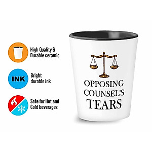 Bubble Hugs Lawyer Shot Glass 1.5oz - Opposing Counsel's Tears - Law Student Law School Attorney Advocate Plaintiff Defense