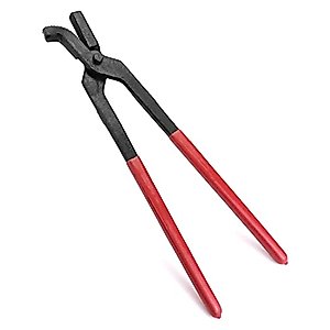 QWORK Horseshoe Pliers, 14" Horseshoe Nails Clincher, Hoof Nail Clincher Care Farrier Tool, Steel, Hoof Nippers, for Trimming Horse Hooves, 1 Pack