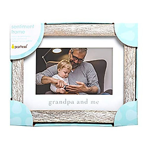 Pearhead Grandpa & Me Keepsake Rustic Picture Frame, Gender-Neutral Picture Frame, Wall Nursery Décor, Gift For Dad Or Grandpa, Distressed White