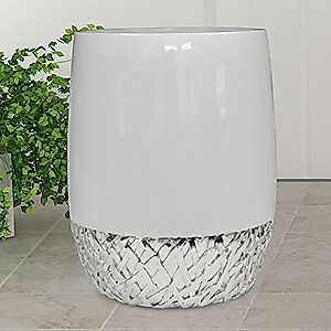 nu steel Bali Bathroom Wastebasket Bin Trash Can in Premium Resin and Chrome for Bathrooms & Vanity Spaces