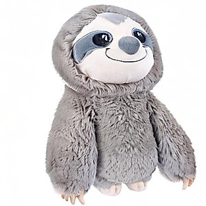 SuzziPad Microwavable Stuffed Animal, Heated Sloth Plush for Anxiety, Bedtime, Cuddle & Companion, Soreness & Stress Relief, Warmer Plueshies, Microwave Heating Pad, Gifts for Women, Gray