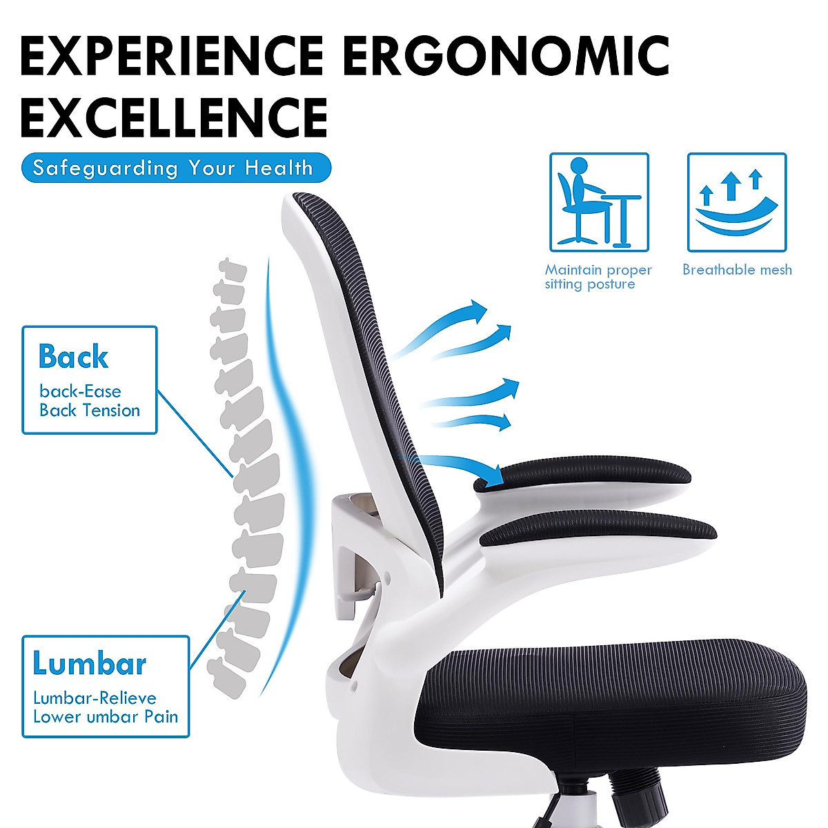 THEETAYY Drafting Chair,Tall Office Chair for Standing Desk, Ergonomic Desk Chairs with Lumbar Support, Adjustable Height Computer Chair with Swivel Task and Flip-up Armrests.