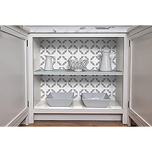 GloryTik 17.3" x 118"Gray and White Contact Paper Self Adhesive Removable Shelf Liners Peel and Stick Embossing Shelf Liners for Kitchen cabinets Drawer