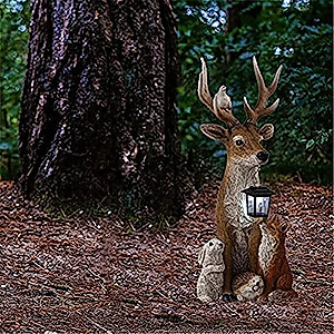 YANGXUE Solar Garden Light, Fawn Solar Light Garden Decor Statues, Solar Deer Statues Lamp, Resin Crafts Light Lantern,Garden Decor Ornament Used for Home,Yard, Patio Art Decorations