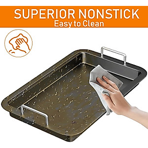 BBQ Future 17.3-Inch Nonstick Roasting Pan with Stainless Steel Rack, Turkey Roaster Pan for Turkey Chicken Meat & Vegetables, Rectangular Roasting Pans for Ovens Heavy Duty & Dishwasher Safe