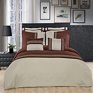 Royal Hotel Bedding 7PC Full/Queen Astrid Sage/Chocolate Duvet Cover Set