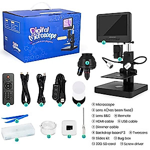 Andonstar AD246S-P HDMI Digital Microscope with 7'' Screen, 4000x 3 Lens 2160P UHD Video Record, Coin Microscope for Error Coins, Biological Microscope Kit for Adults and Kids, Prepred Slides