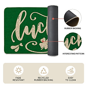 Artoid Mode This Kitchen is Blessed Luck Clover Shamrock Decorative Kitchen Mats Set of 2, Home Party Home Kitchen Rugs - 17x29 and 17x47 Inch