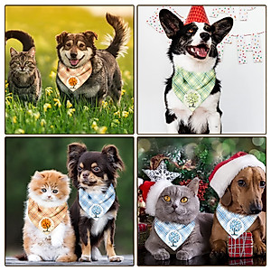 4 Pieces Dog Bandanas Scarf Dog Spring Summer Autumn Winter Season Theme Party Supplies Plaid Seasonal Holidays Dog Bandana Washable Dog Triangle Kerchief Bibs for Dogs Cats Pet Costume Supply