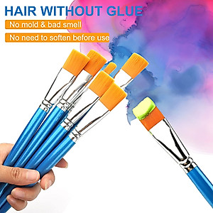 GACDR 1 inch Flat Paint Brushes for Acrylic Painting,12 Pieces Large Synthetic Paint Brushes Bulk with Wooden Handle for Acrylic , Watercolor, Oil , Crafts, Face Body Art