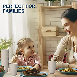 Wrova Wheat Straw Cups 6 PCS Good Alternative to Plastic Reusable Cups 20 oz Unbreakable Drinking Cup Reusable Dishwasher Safe Water Plastic Glasses Beige