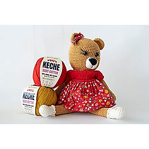 Keche Cotton Yarn, 60% Cotton 40% Acrylic Yarn, Soft Cotton Yarn for Crochet and Knitting, Amigurumi Yarn 1 Skein/Ball 1.76 Oz (50g) / 180 Yrds (165m) - Pink