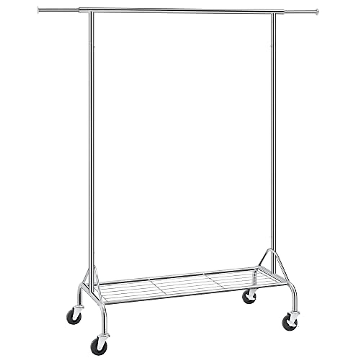 SONGMICS Heavy Duty Metal Clothes Rail with Shoes Shelf, Maximum Load of 50 kg, one Rod, Silver