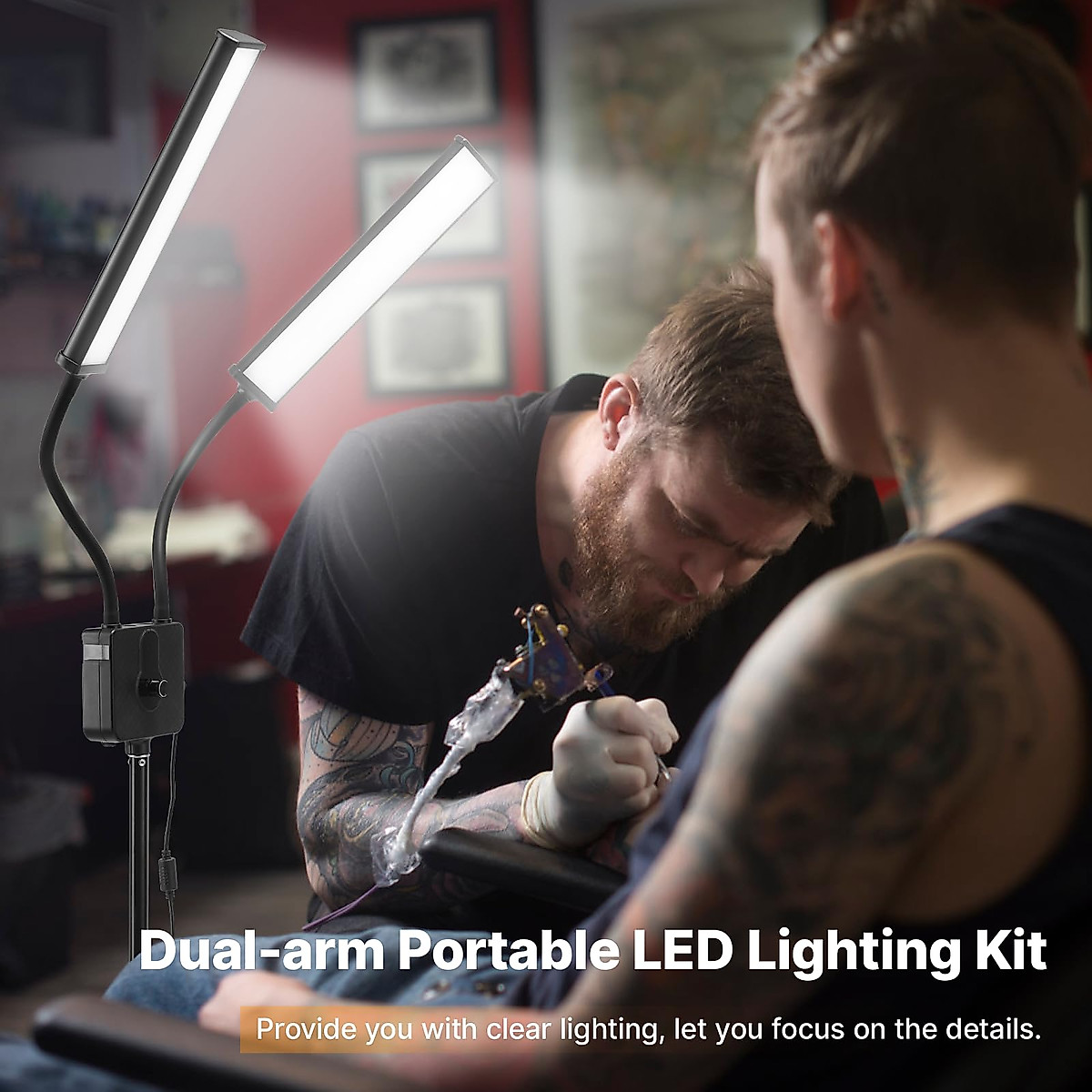 LED Video Light, ULANZI 45W Double Arms Beauty Light with Adjustable Tripod Stand, Dimmable 3200-5600K LED Video Light Photography Kit with 2 Phone Holders, for Makeup,Manicure,Tattoo,Live Streaming