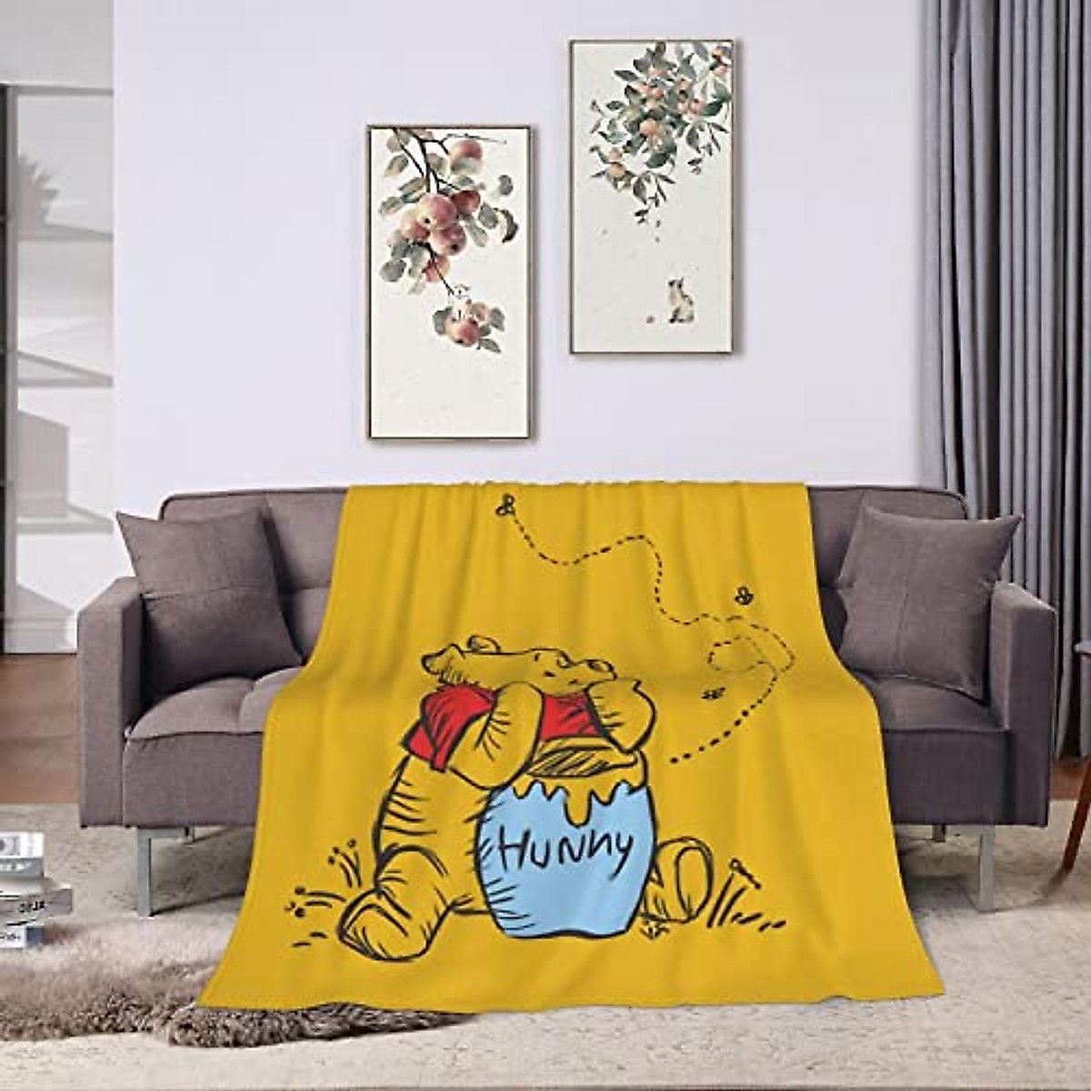 Winnie Blanket Soft Cozy Throw Blankets Flannel Blanket for Bed Couch Living Room 50 X 40 Inch