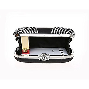 Snowskite Women's Shiny Crystal Rhinestone Formal Evening Ring Clutch Bag Black
