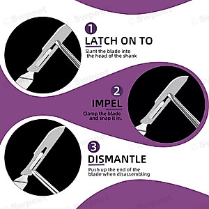 Swpeet 77Pcs 9 Styles #10#11#12#15#20#21#22#23#24 Scalpel Blades Surgical Grade Blades with #3#4 Scalpel Knife Handle Assortment Kit,Biology Lab Knives for Biology Lab Anatomy, Cutting