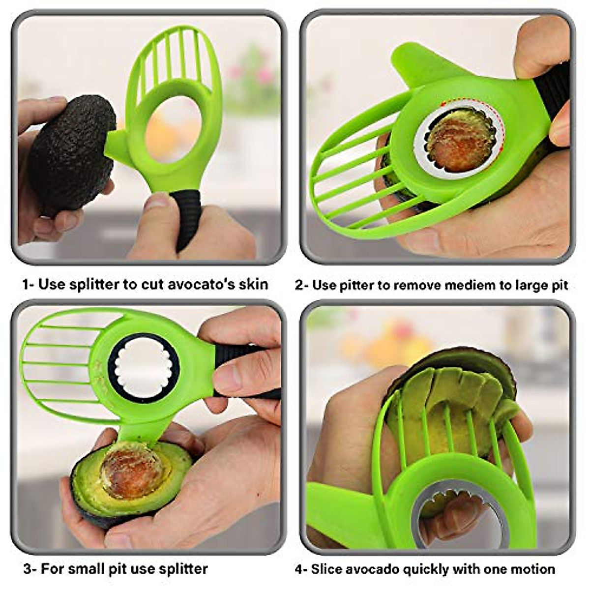 Avocado 3 Piece Set Avocado Slicer, Knife, Peeler, Pitter, Cuber, Dicer, Keeper For Everything That You Will Ever Need For Your Avocados