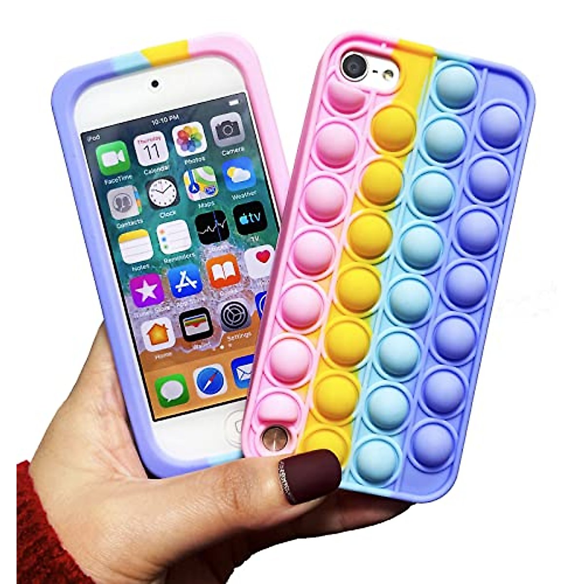 Case for iPod Touch 7 Cute Bubble Pop iPod Touch 6/5 Case Push Fidget Sensory Soft Silicone Stress Reliever Cover Compatible with iPod Touch 5th/6th/7th Generation