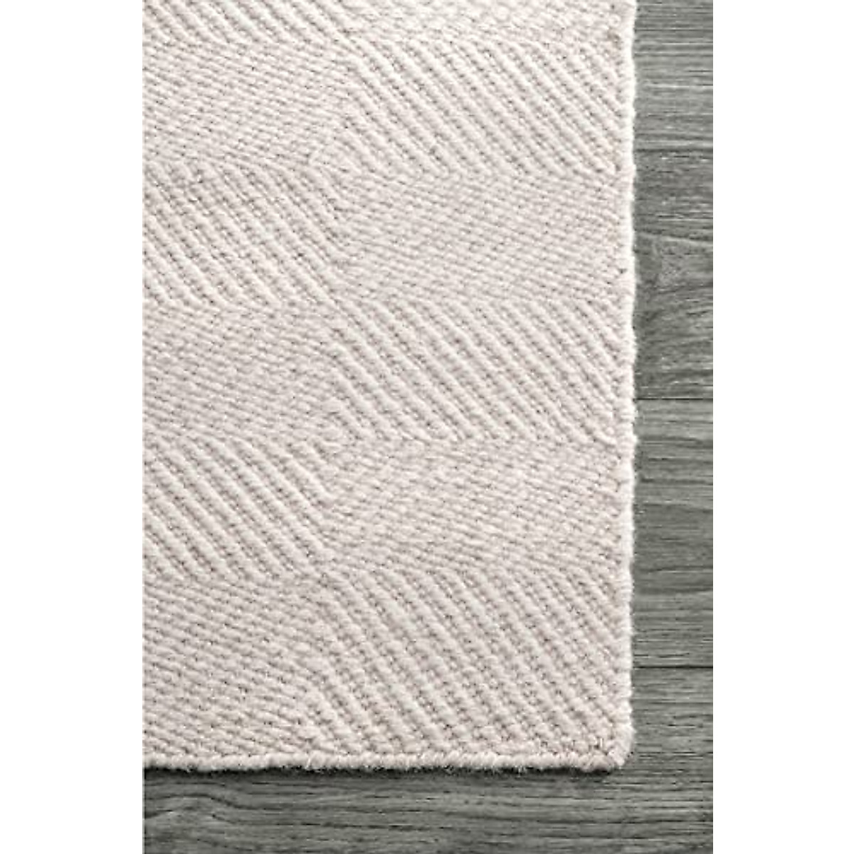 Handwoven Wool Area Rug- Natural Yarn- Contemporary Farmhouse Decor- ecofriendly Rugs for Bedroom Living Room (Ivory, 5'x8')