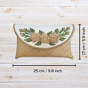 Folddit Straw Clutch Purses for Women - Handwoven Envelope Clutch Purse - Clutch Wallet for Women - Womens Clutch Purse - Wicker Purse, Rattan Bag, Straw Purse, Beach Purse (Beige)