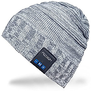 Bluetooth Wireless Beanie Hat,Mydeal Adult Unisex Trendy Soft Warm Slouchy Skully Cap with Headphone Headset Speaker Mic Hands-Free, for Winter Outdoor Sport Skiing Snowboard - Gray