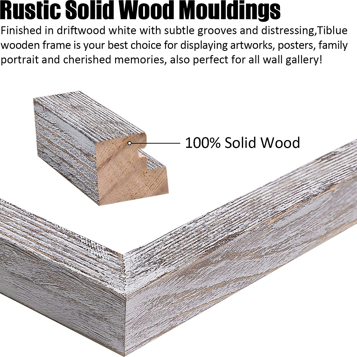 12x16 Rustic Picture Frames Solid Wood Display Pictures 11x14 or 8.5x11 Diplomas with Mat or 12x16 without Mat, Farmhouse Distressed Wooden Picture Frame for Wall or Table Top Display, Driftwood White