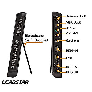 10 Inch Portable Digital ATSC TFT HD Screen Freeview LED TV for Car,Caravan,Camping,Outdoor or Kitchen.Built-in Battery Television/Monitor with Multimedia Player Support USB Card LEADSTAR