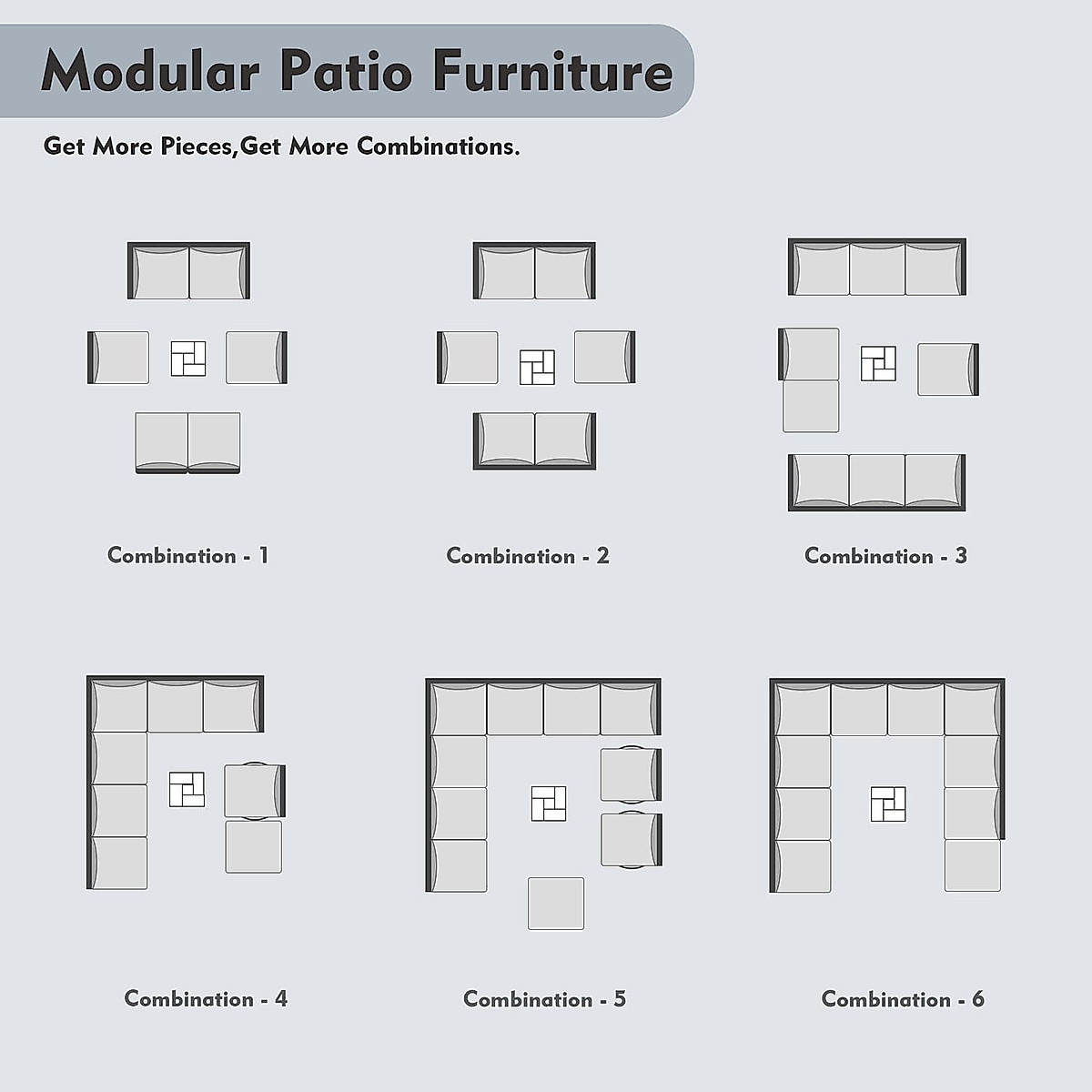 CAODOC Patio Furniture Set, 10 Piece Outdoor Sofa Couch with Rocker Swivel Chairs, Ottomans and Cushions, Wicker Rattan Sofa Set for Yard Garden Porch, Dark Gray