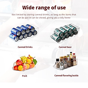 4 Pack Soda Can Organizer for Refrigerator,Can Dispenser Refrigerator Organizer for Kitchen Cabinets Cupboard BPA-Free