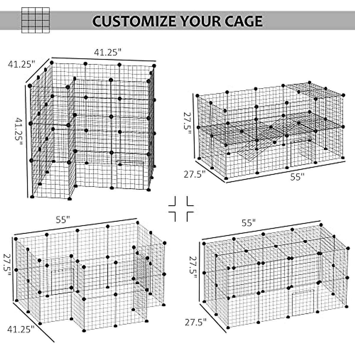 PawHut Pet Playpen DIY Small Animal Cage 36 Panels Portable Metal Wire Yard Fence with Door and Ramp for Rabbits, Kitten, Puppy 14 x 14 in