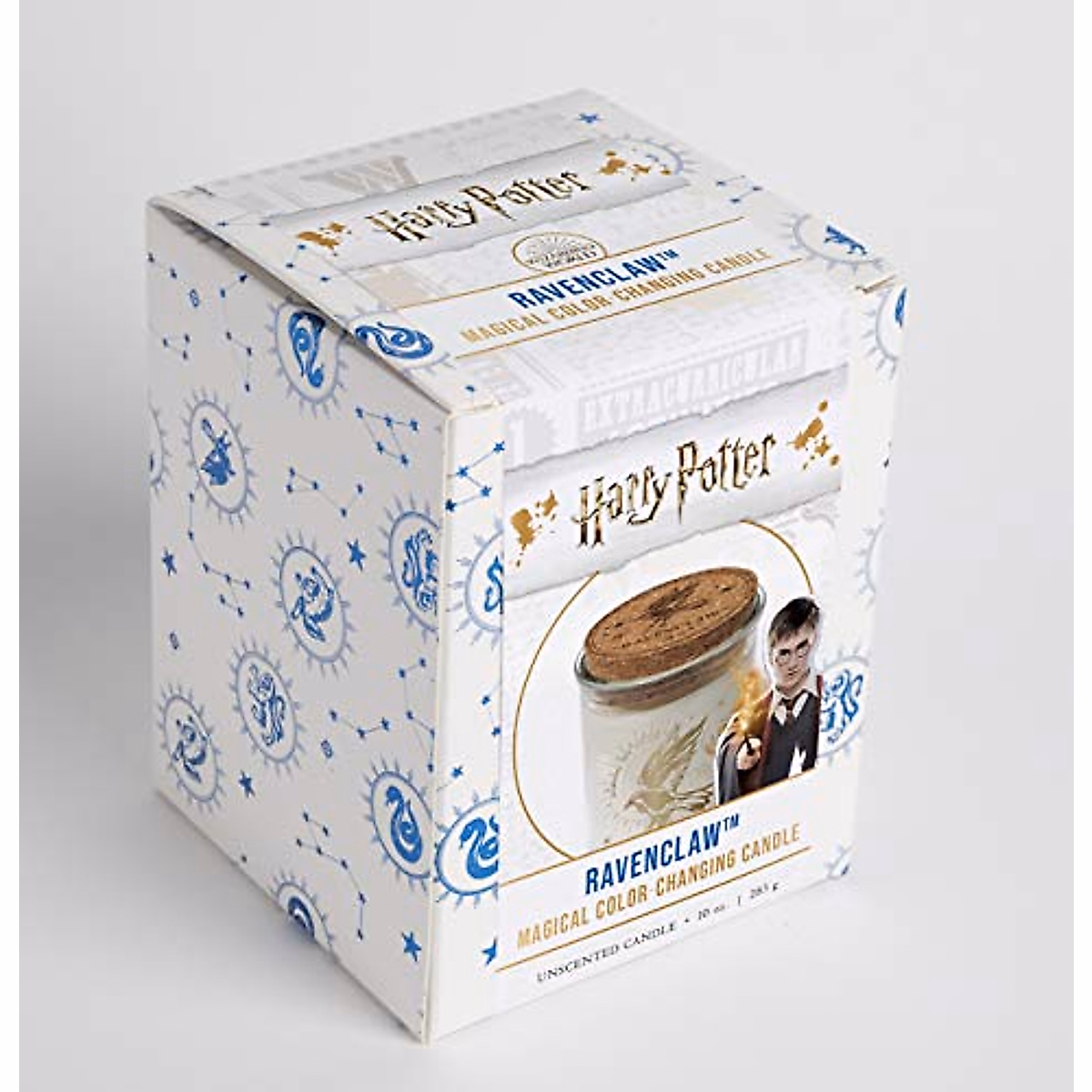 Harry Potter Color Changing Ravenclaw Candle, Large 10 oz - Wax Turns from White to Blue When Lit - Soy Wax, Unscented - Great Gift for Harry Potter Fans
